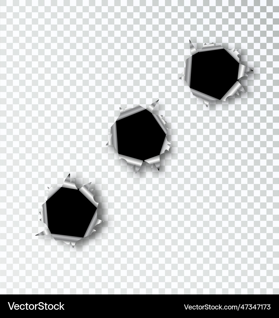 Bullet hole realistic metal hole damage Royalty Free Vector