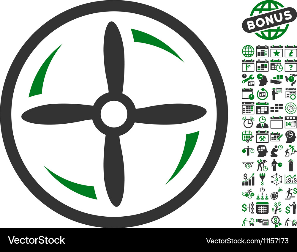 Drone screw rotation icon with bonus Royalty Free Vector
