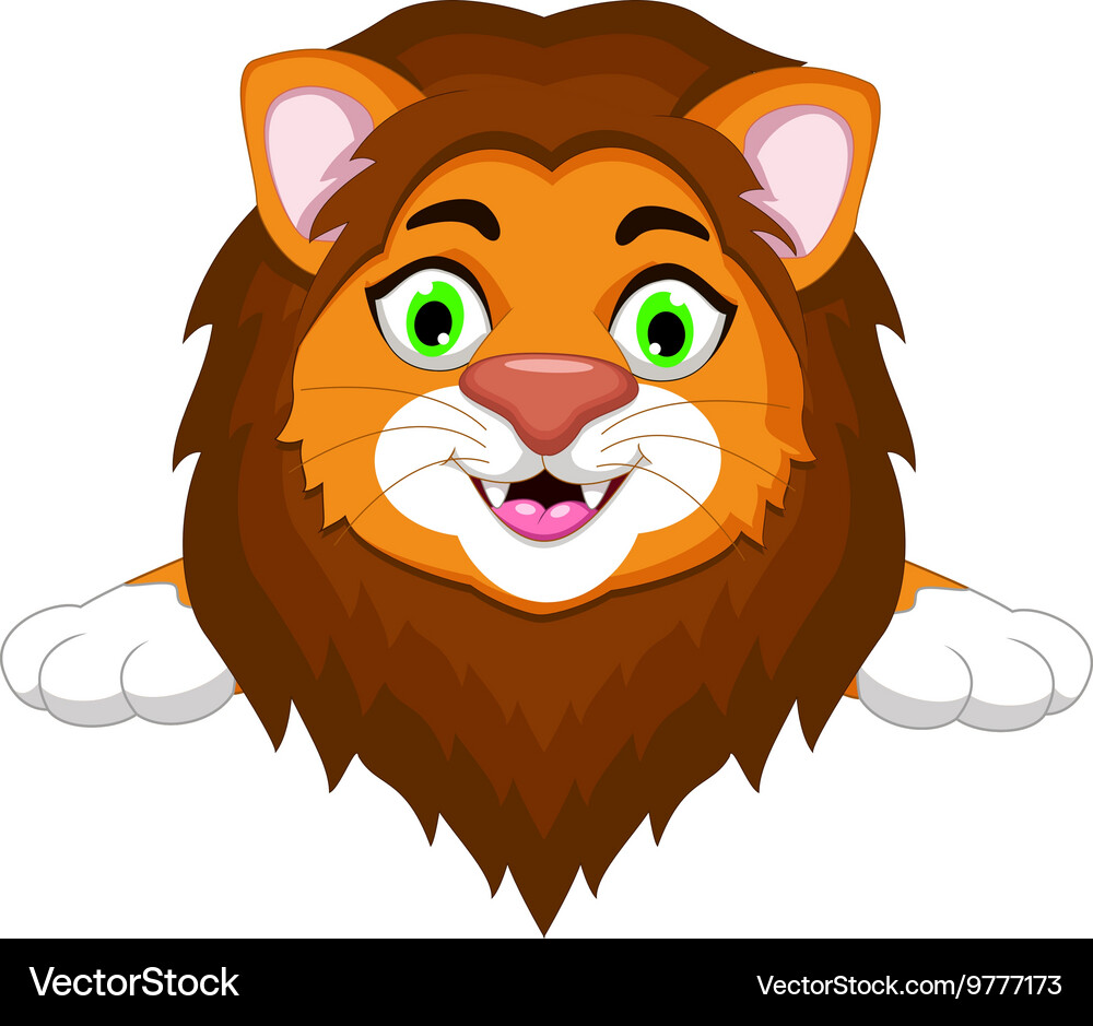 Lion cartoon with blank sign Royalty Free Vector Image