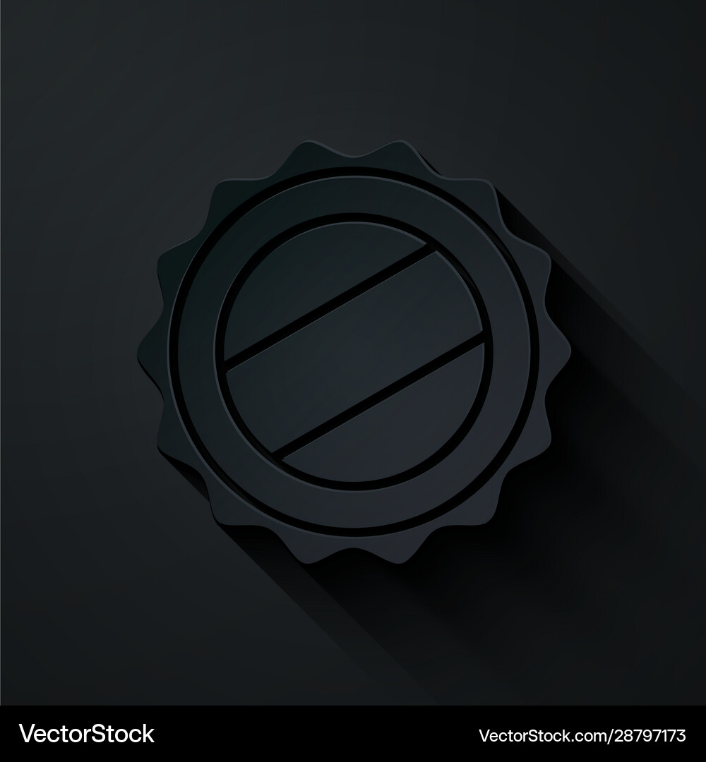 Paper cut bottle cap icon isolated on black Vector Image