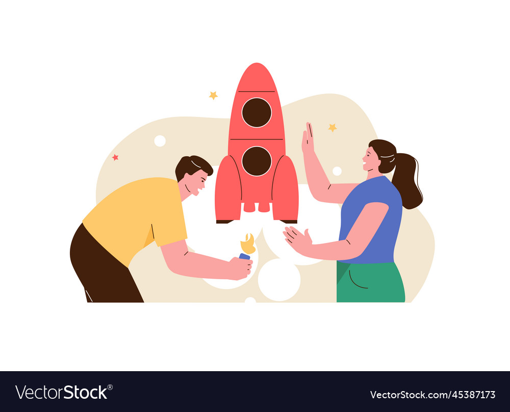 People team ignite the rocket launch start up Vector Image People team ignite the rocket launch start up Vector Image