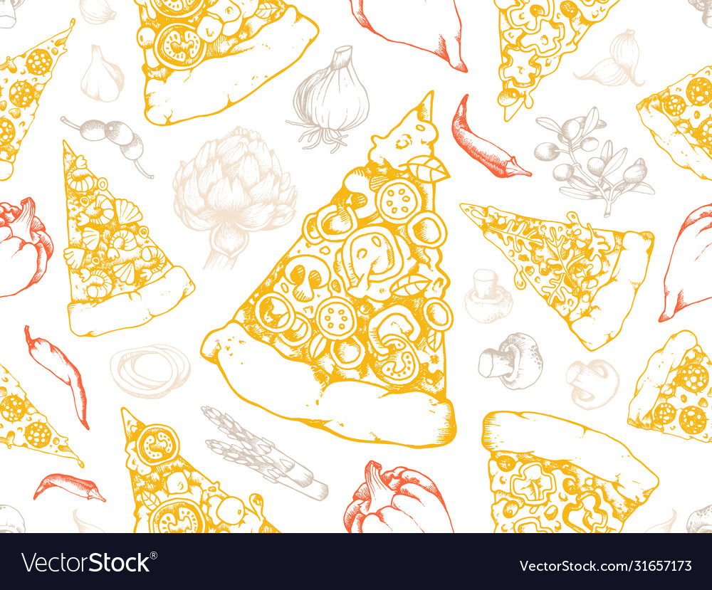 Pizza seamless texture pattern Royalty Free Vector Image