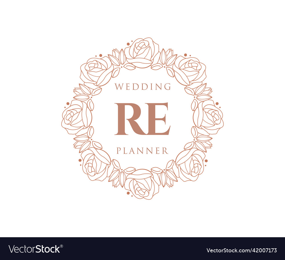 Re initials letter wedding monogram logos Vector Image