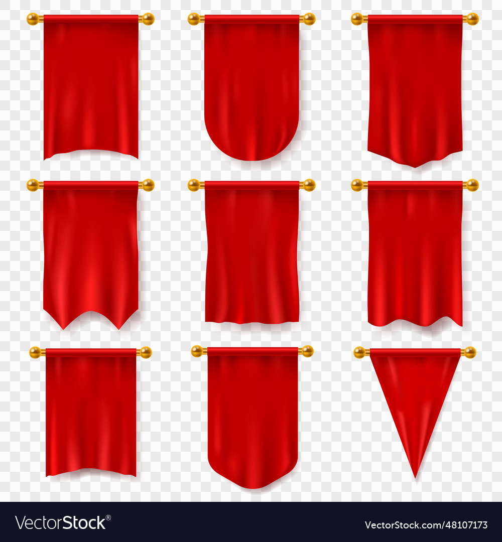 Red pennant 3d realistic textile flag heraldic Vector Image