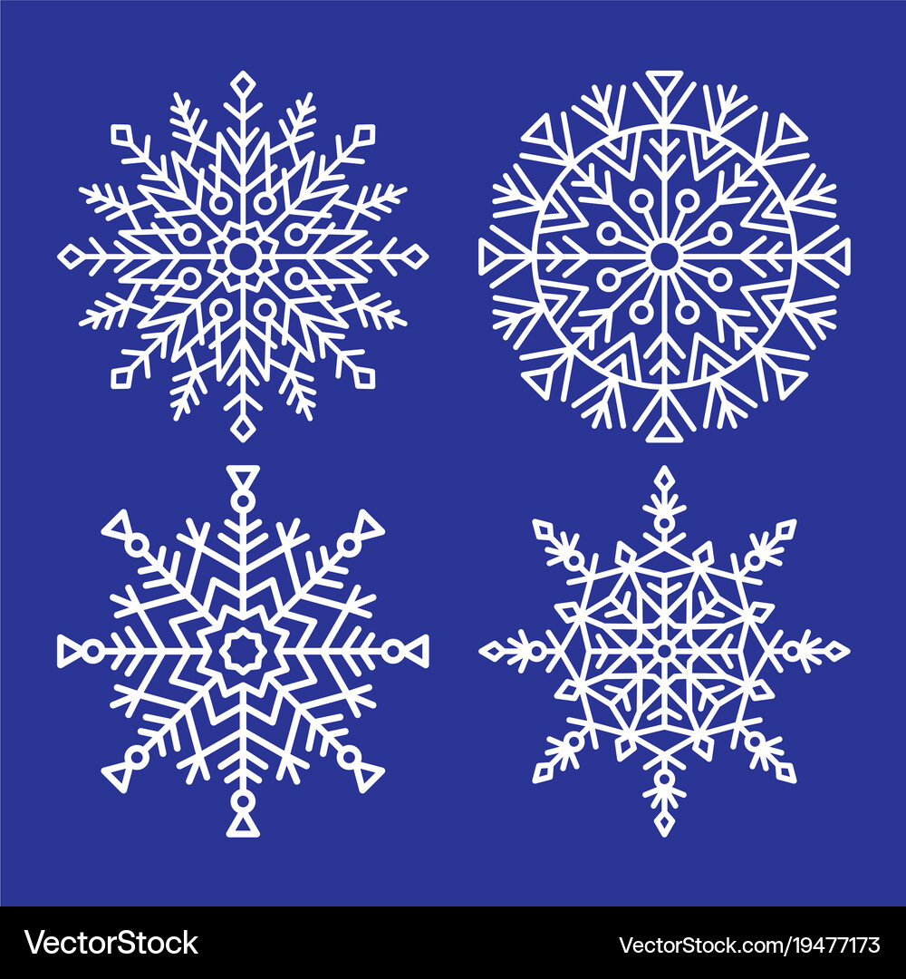 Snowflakes collection closeup unique ice crystals Vector Image