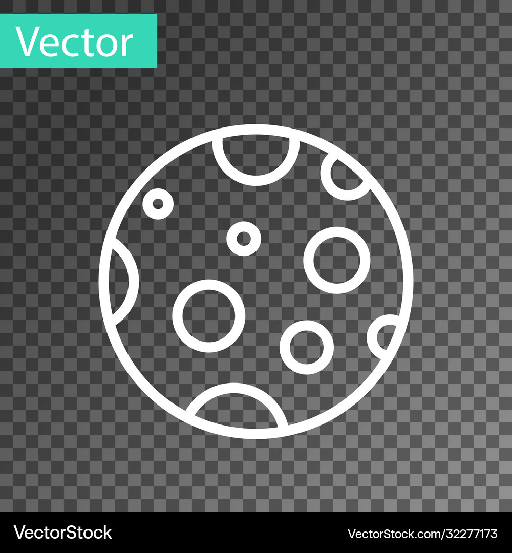 White line moon icon isolated on transparent Vector Image