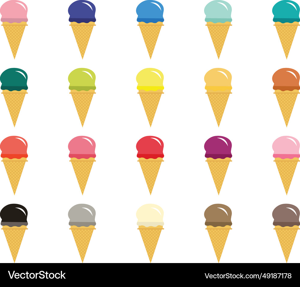Cone ice cream clipart set Royalty Free Vector Image