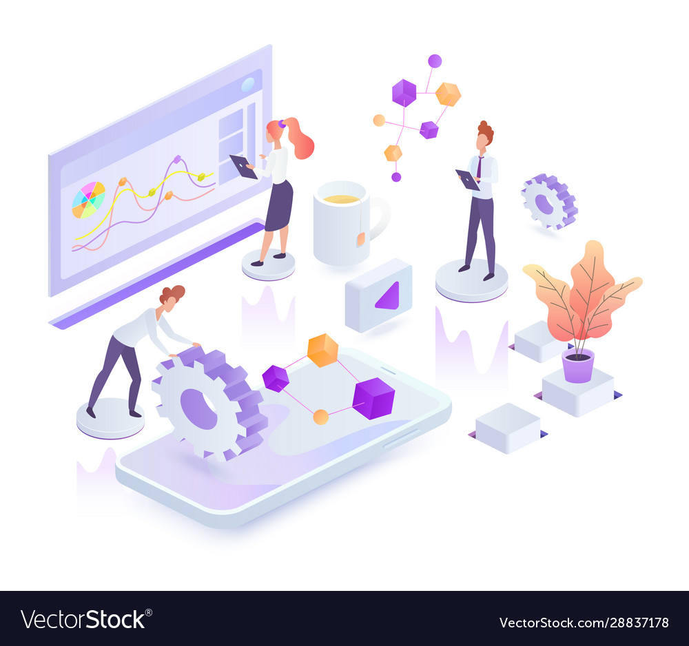 Creative process white isometric Royalty Free Vector Image