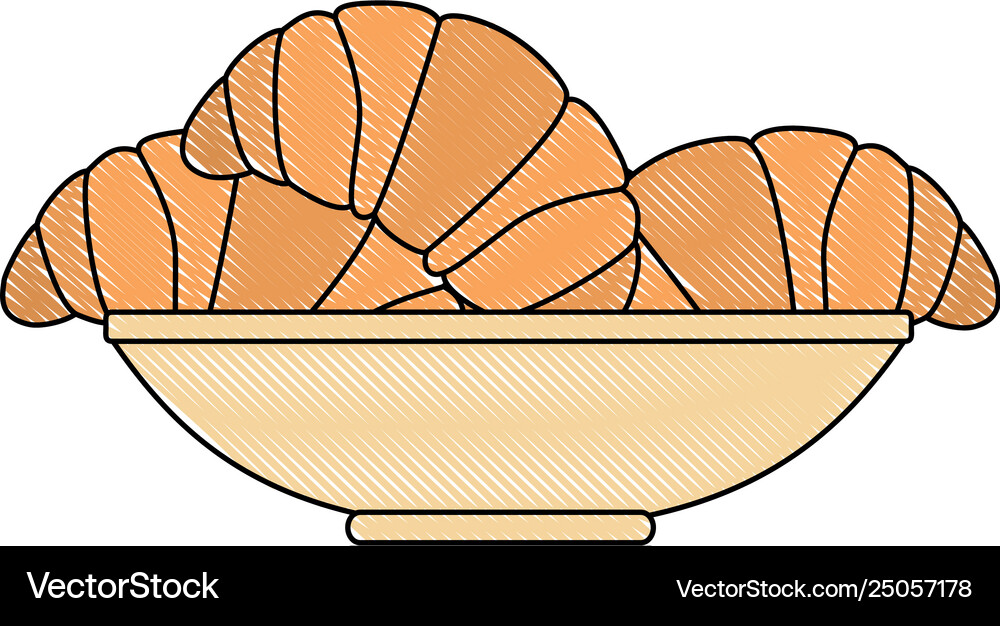 Delicious bread croissant in dish bakery Vector Image