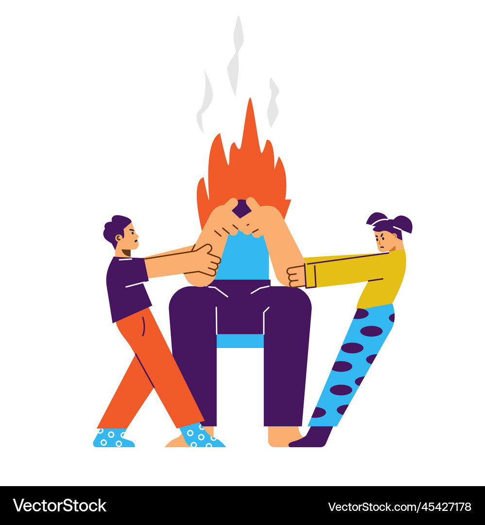 Father feels powerless and burned out from Vector Image