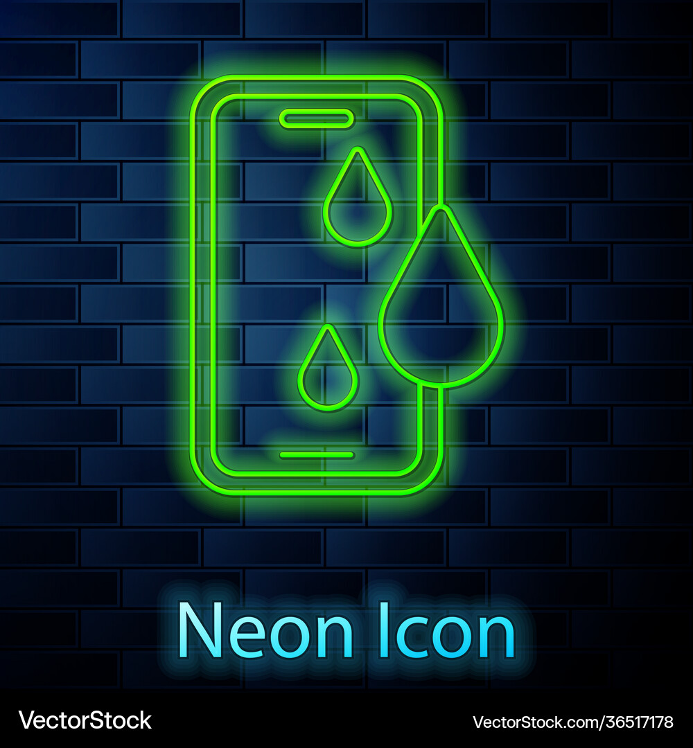 Glowing neon line waterproof mobile phone icon Vector Image