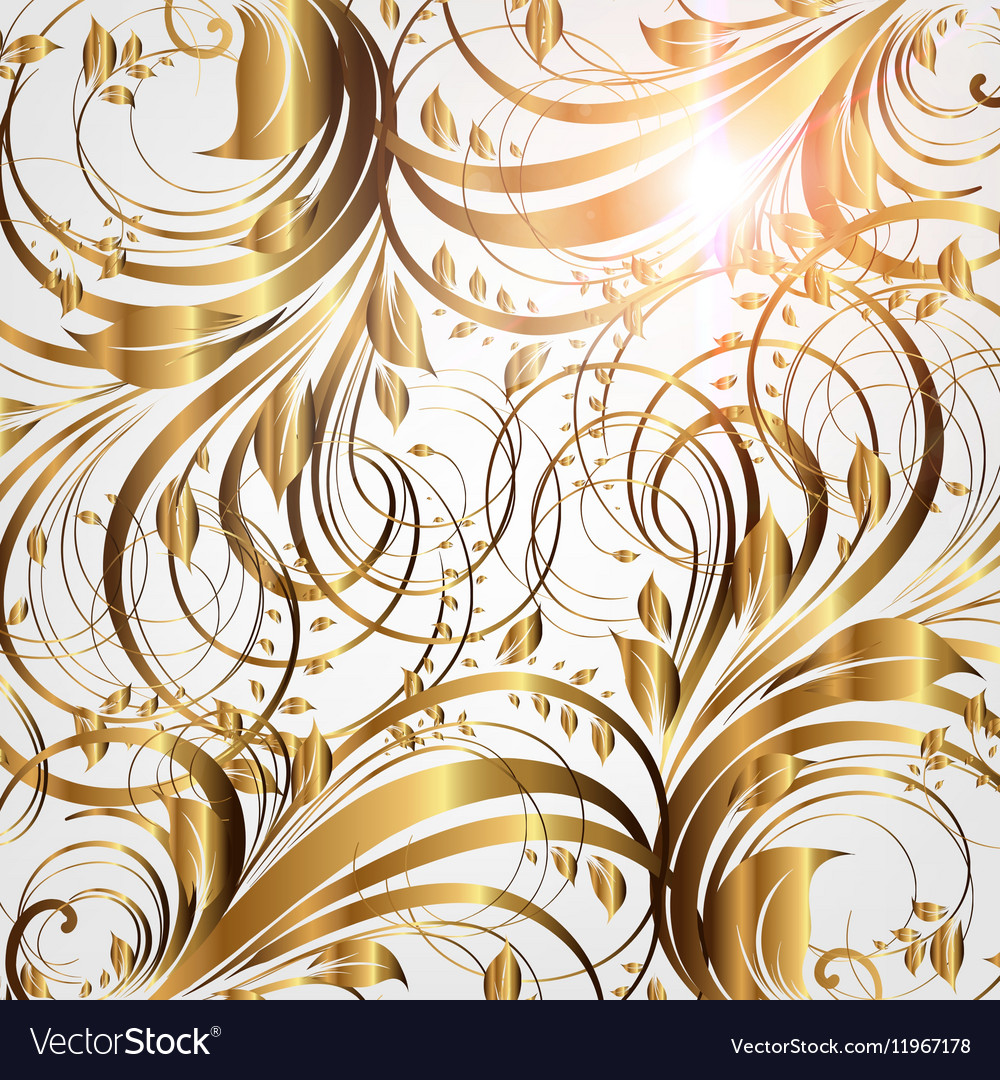 Gold seamless floral background Royalty Free Vector Image