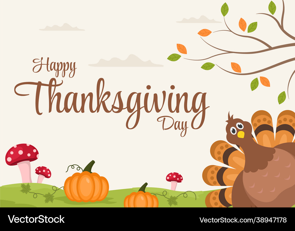 Happy thanksgiving celebration with cartoon Vector Image