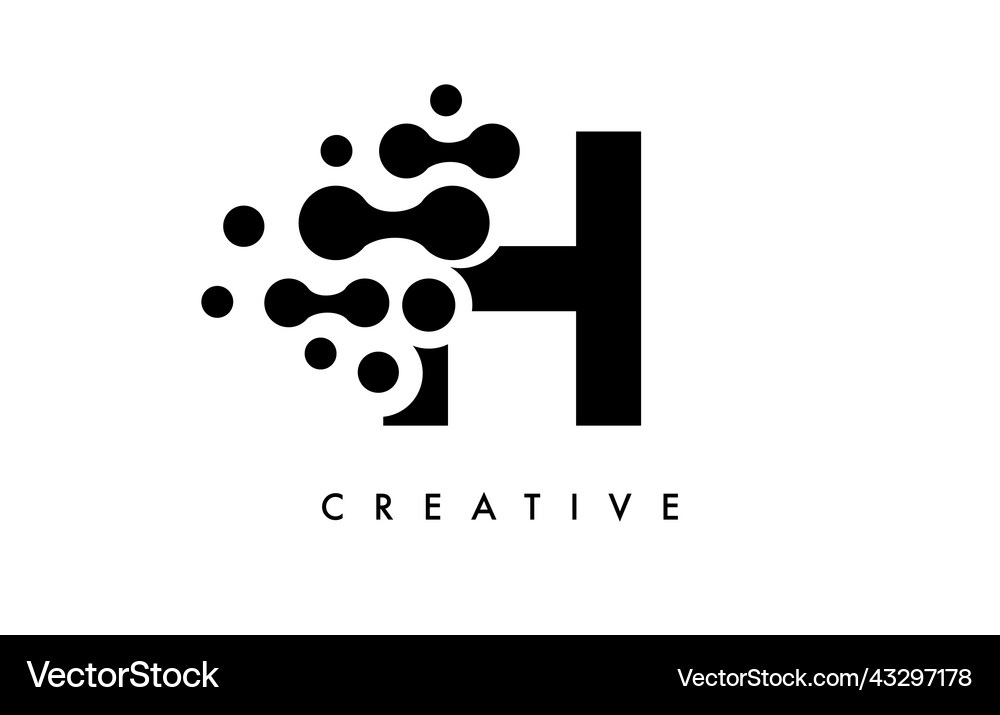 Letter h dots logo design with black and white Vector Image