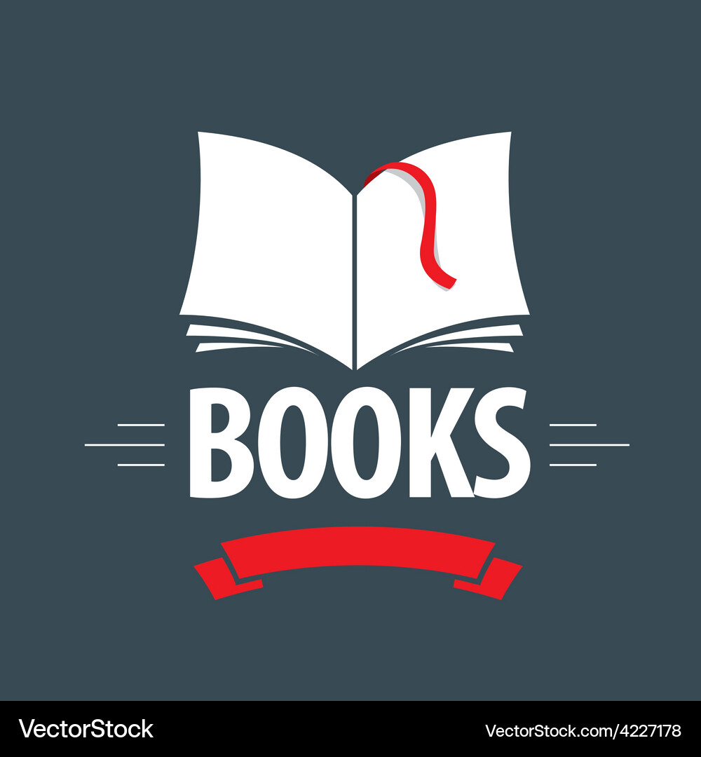 Logo book with a red ribbon and bookmark Vector Image