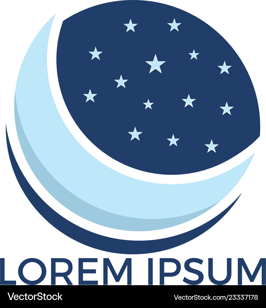 Moon stars and night logo design Royalty Free Vector Image