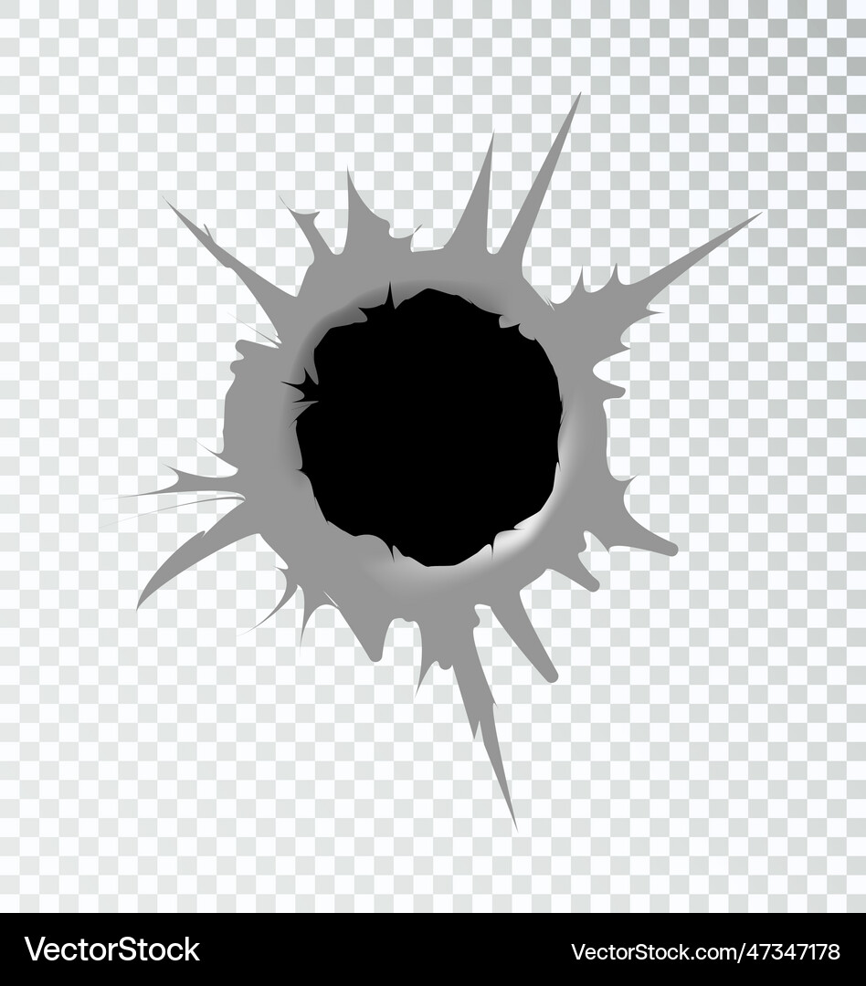 Ragged hole torn in torn metal yin bullets Vector Image