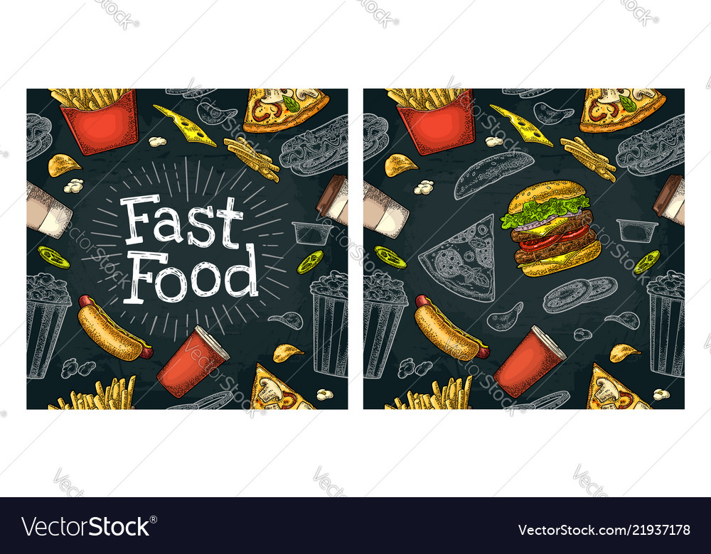 Seamless pattern fast food Royalty Free Vector Image