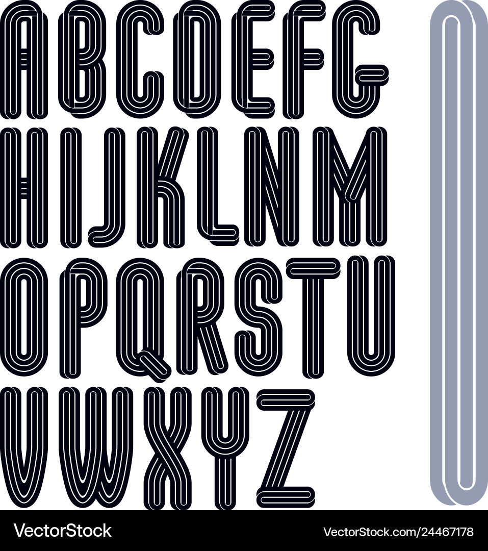 Set capital tall funky alphabet letters Royalty Free Vector