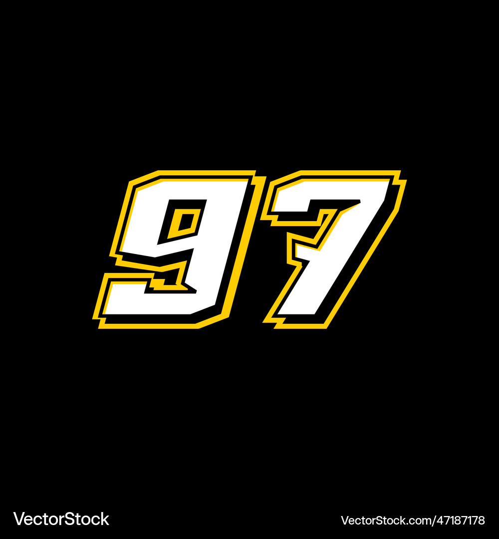 Sport racing number template 97 Royalty Free Vector Image