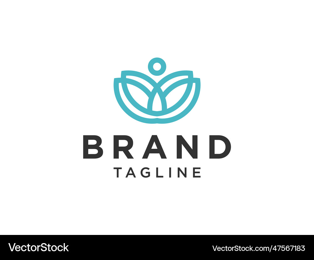 Abstract wellness logo blue linear style leaf Vector Image