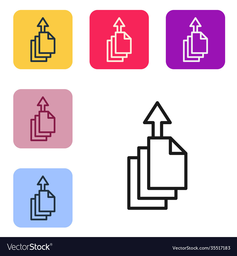 Black line data export icon isolated on white Vector Image