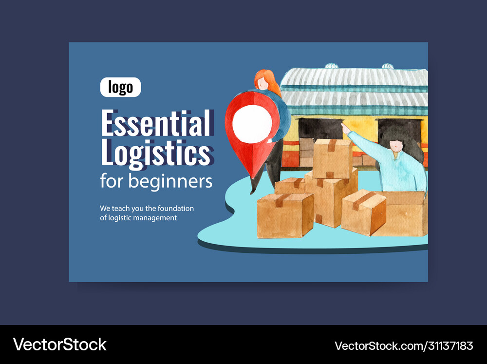 Logistics facebook design template with box women Vector Image