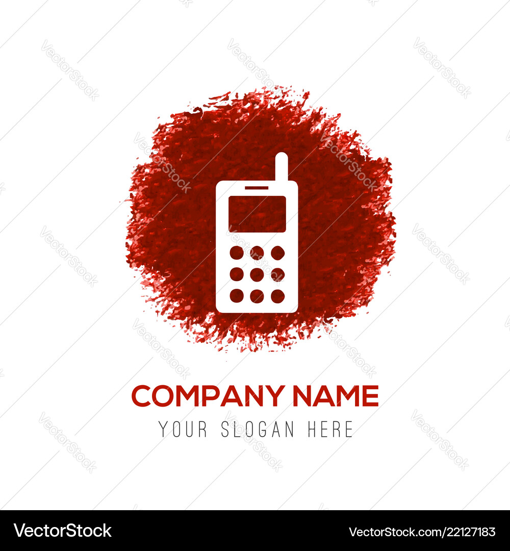 Mobile phone icon - red watercolor circle splash Vector Image
