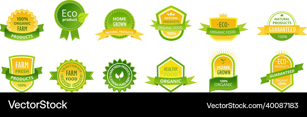 Natural organic product label set design template Vector Image