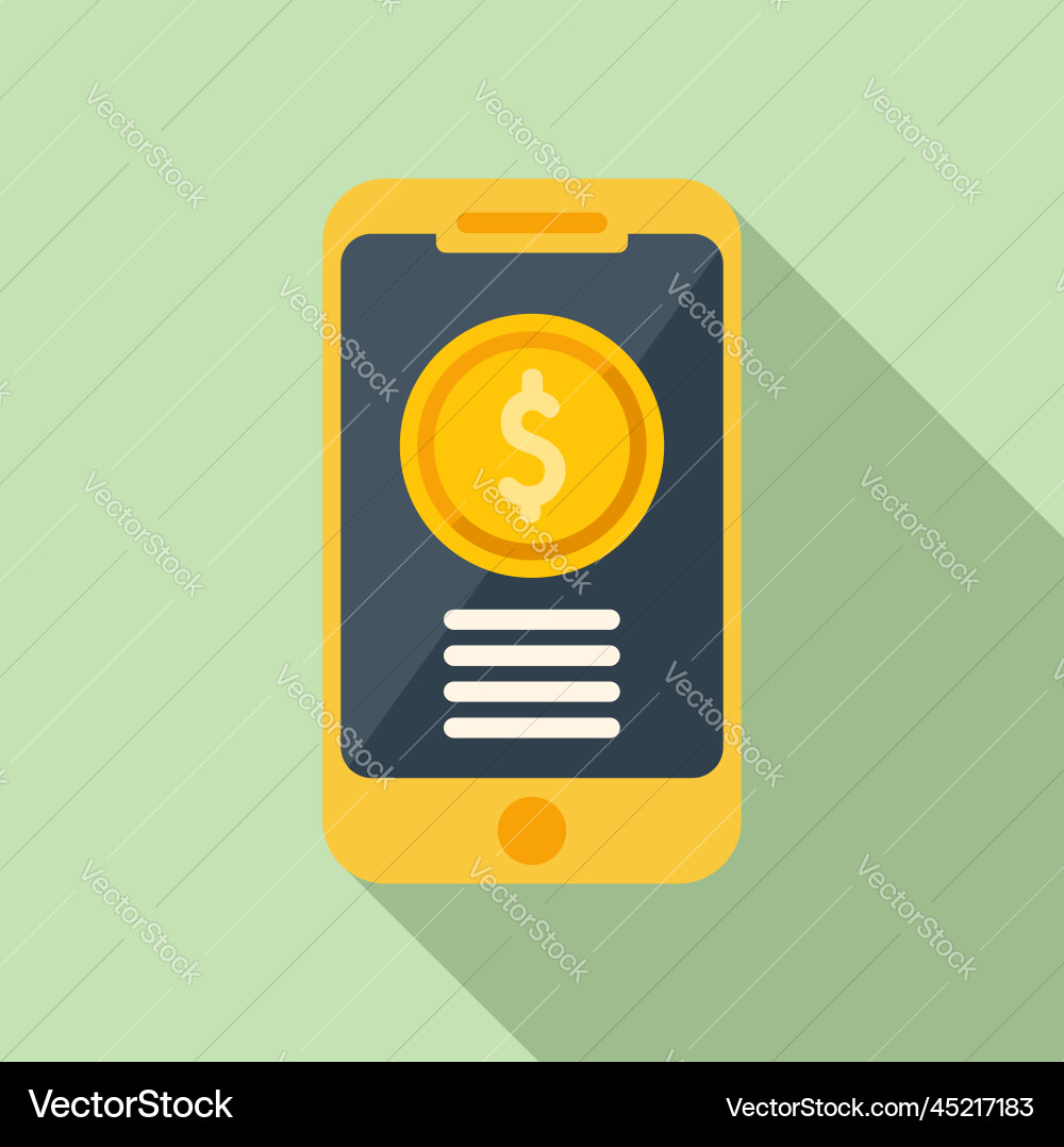 Online phone money icon flat smart app Royalty Free Vector