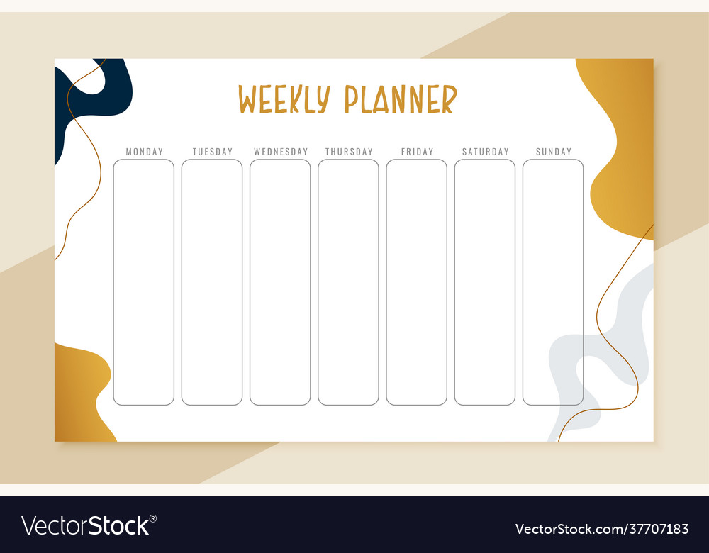 Week plan template for everyday Royalty Free Vector Image