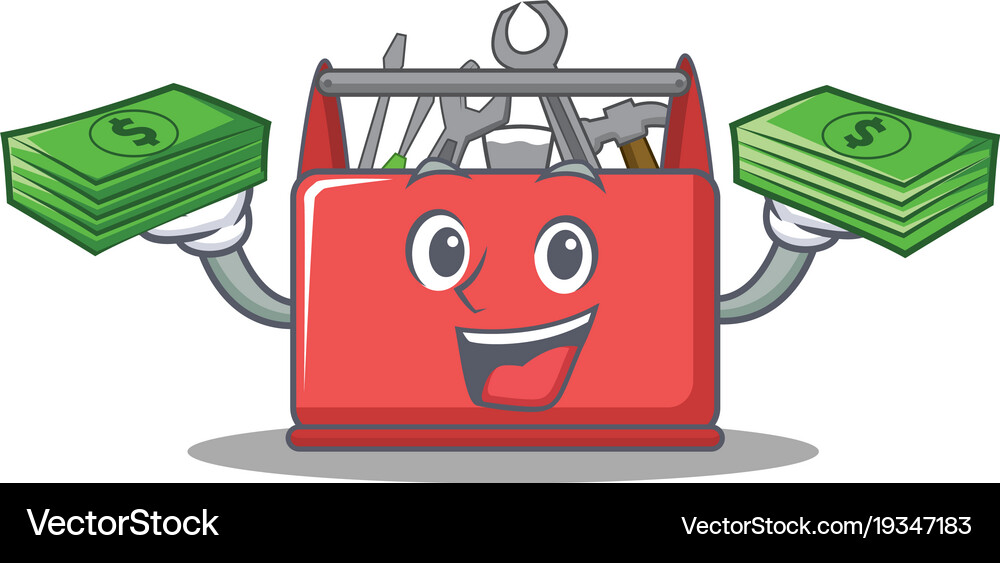 With money tool box character cartoon Royalty Free Vector