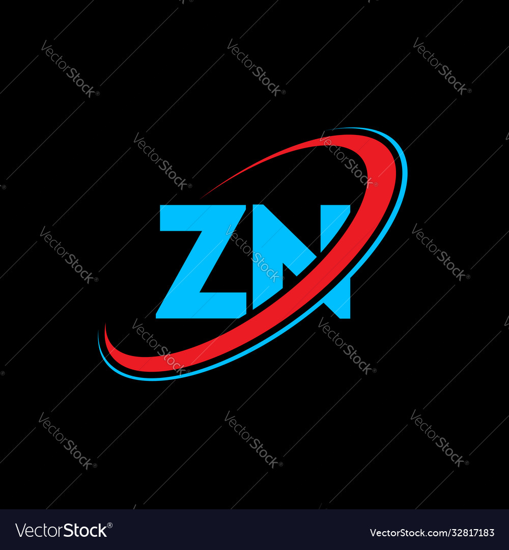 Zn z n letter logo design initial link Royalty Free Vector