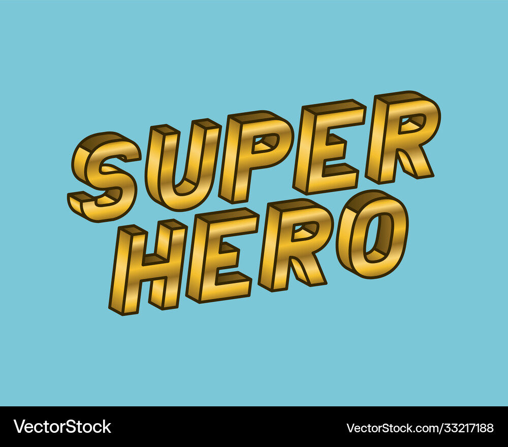 3d super hero lettering on blue background Vector Image