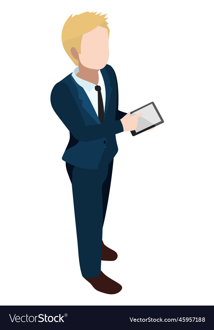 Businessman with tablet isometric office work Vector Image Businessman with tablet isometric office work Vector Image