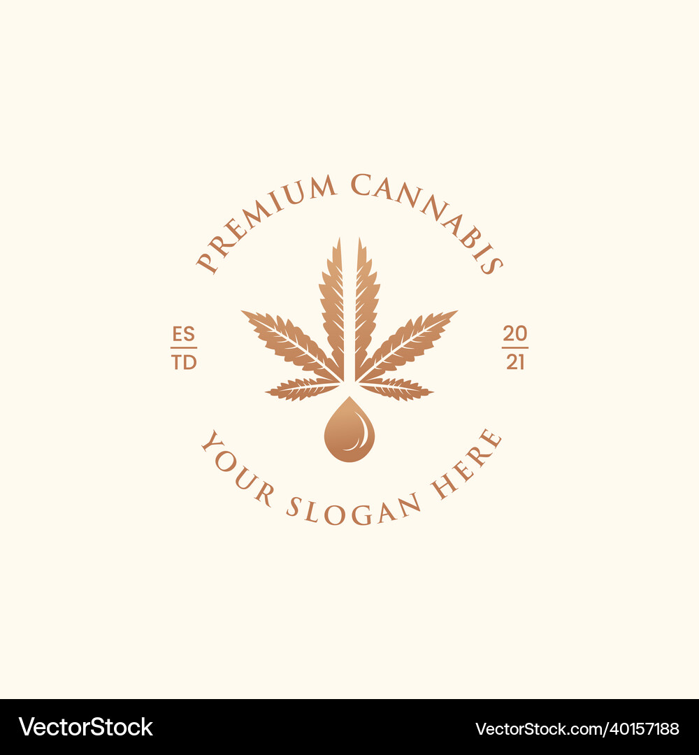 Cannabis oil logo design marijuana Royalty Free Vector Image