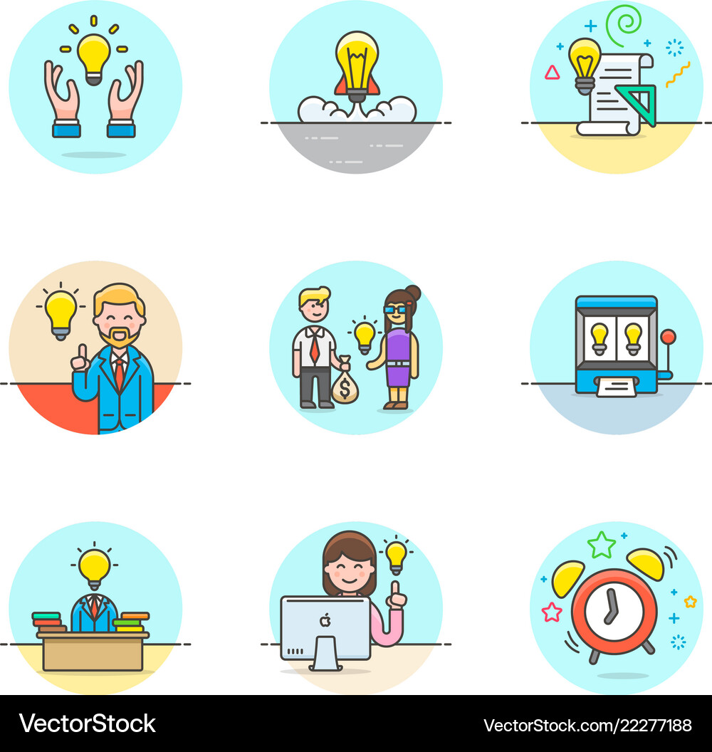 Colorful Business Icon Set Royalty Free Vector Image