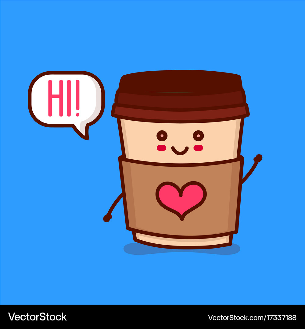 Cute happy smiling paper coffee cup Royalty Free Vector