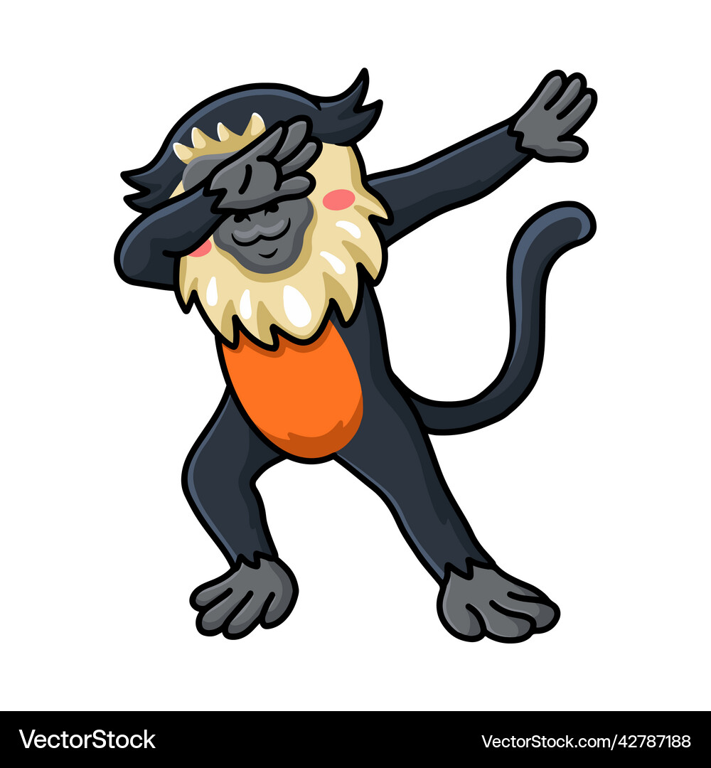 Cute little diana monkey cartoon dancing Vector Image