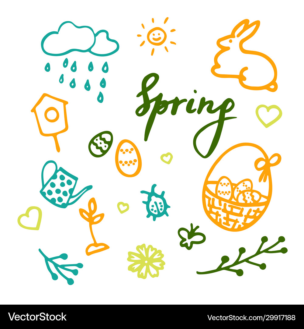 Design elements set with inscription spring Vector Image