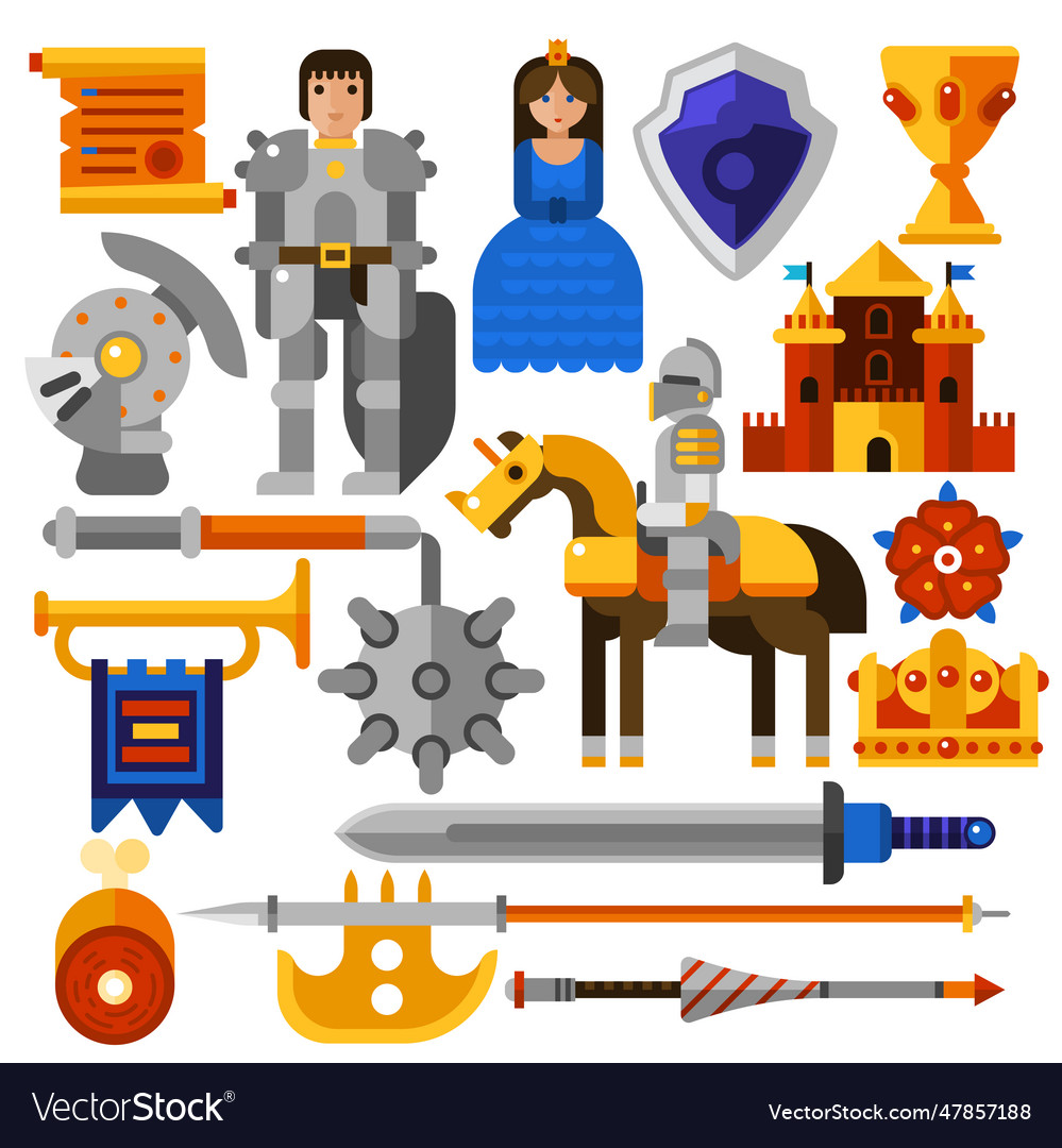 Flat knight icons set flat knight icons set Vector Image Flat knight icons set flat knight icons set Vector Image