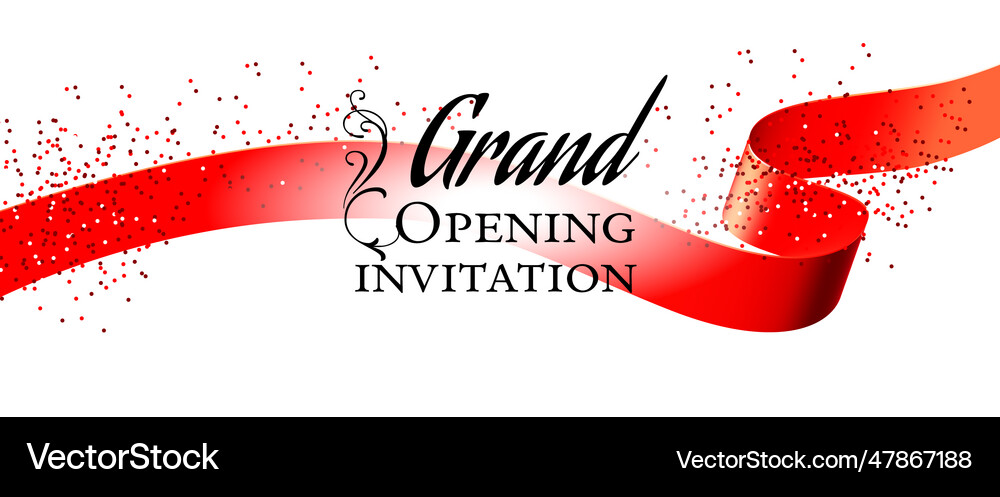 Grand opening white invitation card design Vector Image