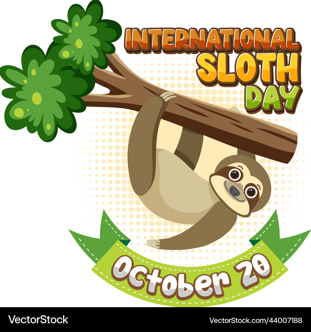 International sloth day banner concept Royalty Free Vector