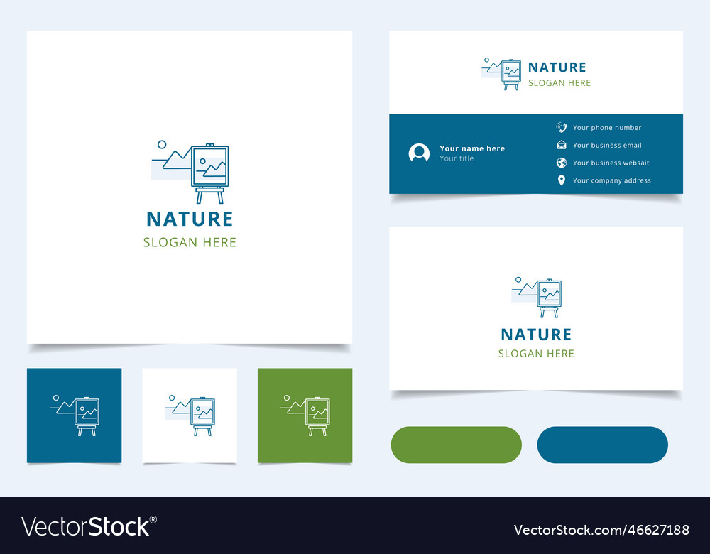 Nature logo design with editable slogan branding Vector Image