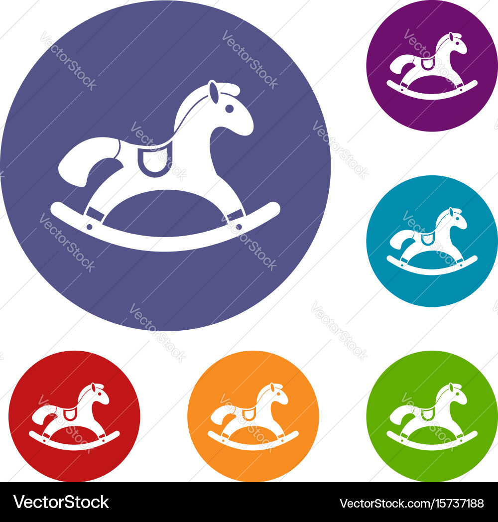 Rocking horse icons set Royalty Free Vector Image