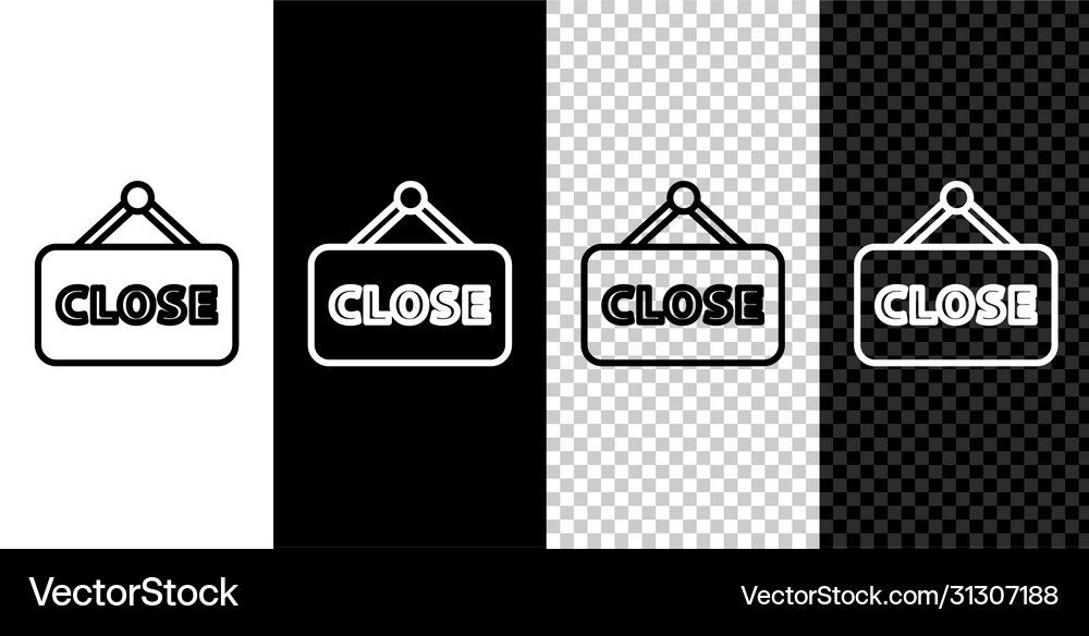 Set line hanging sign with text closed icon Vector Image