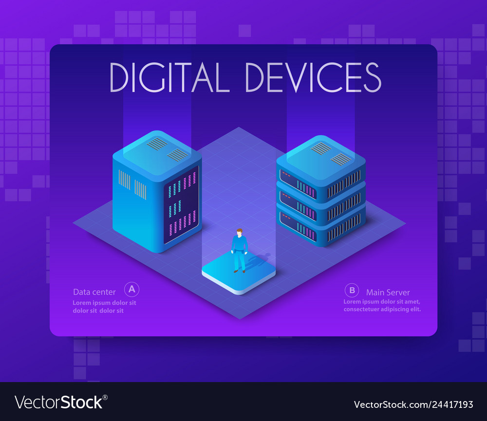 3d server set network Royalty Free Vector Image