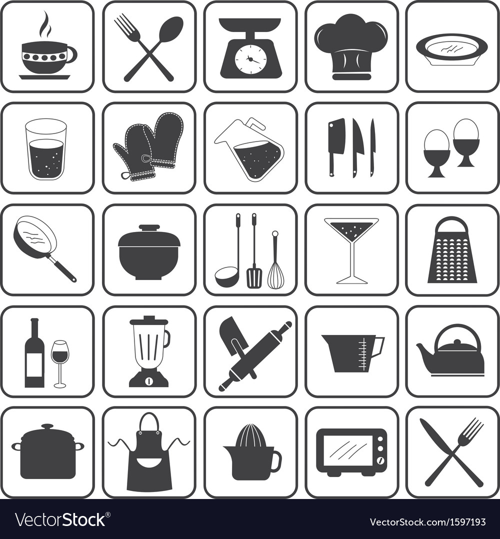Basic cooking icons set Royalty Free Vector Image