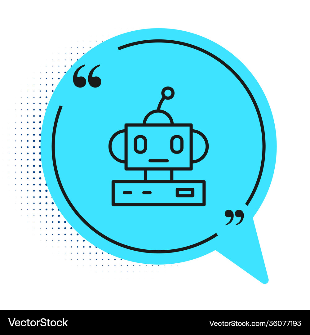 Black line robot toy icon isolated on white Vector Image