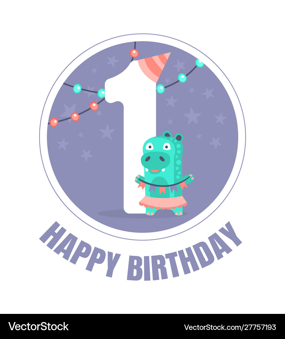 Blue circle with number 1 for birthday Royalty Free Vector